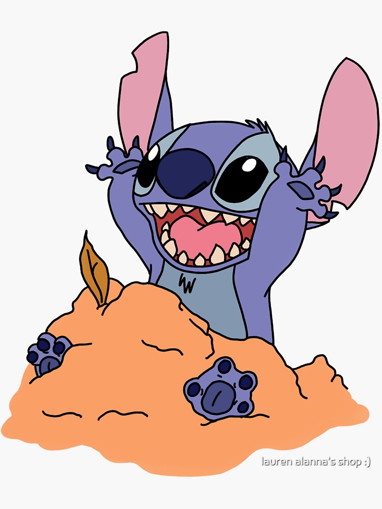 "Stitch with his sand castle" Sticker for Sale by artsyreader | Redbubble