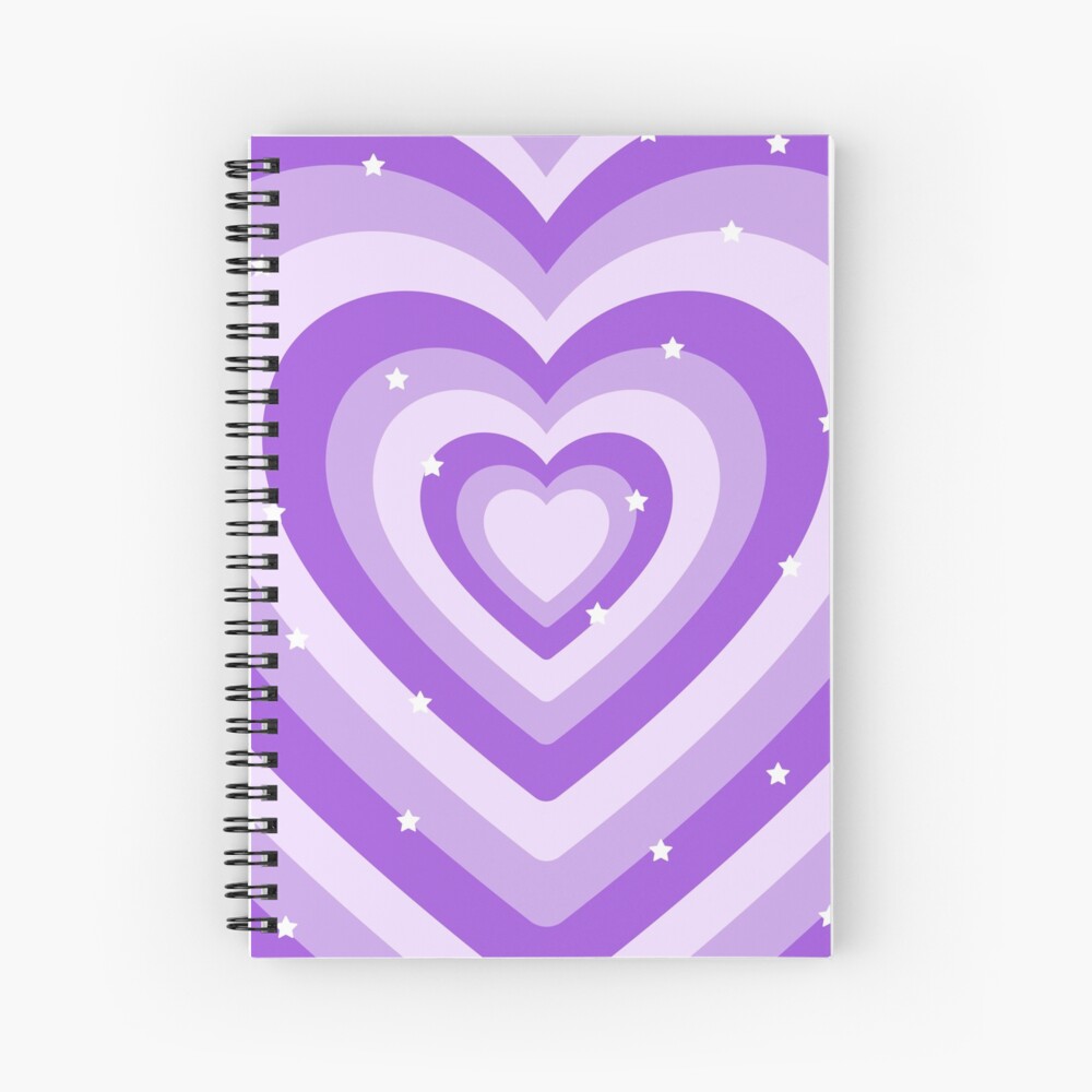 "Aesthetic y2k purple pastel hearts with stars " Spiral Notebook for ...
