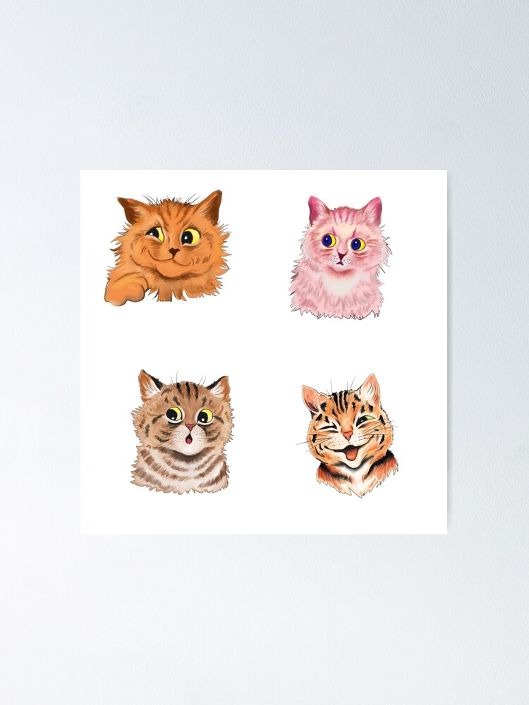 "Louis Wain style zany cats" Poster for Sale by Grahamgc | Redbubble