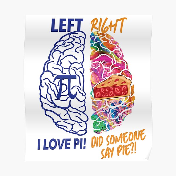 "Left Brain Right Brain Pi" Poster by TravelScientist | Redbubble