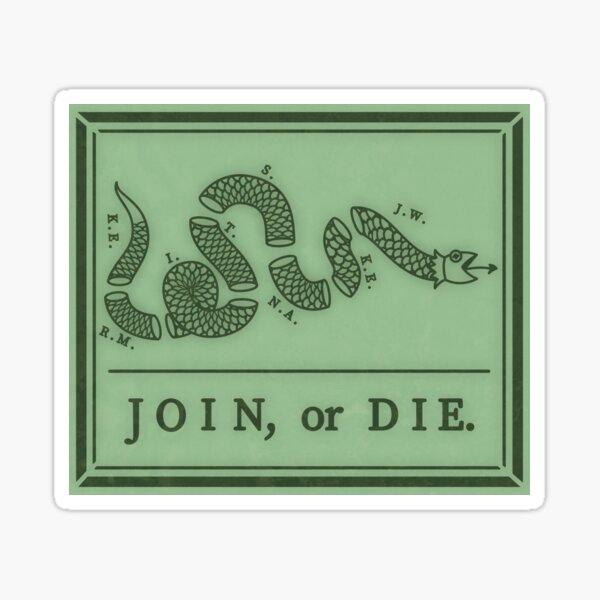 "Kermit - Join or Die" Sticker by InsideTheVector | Redbubble