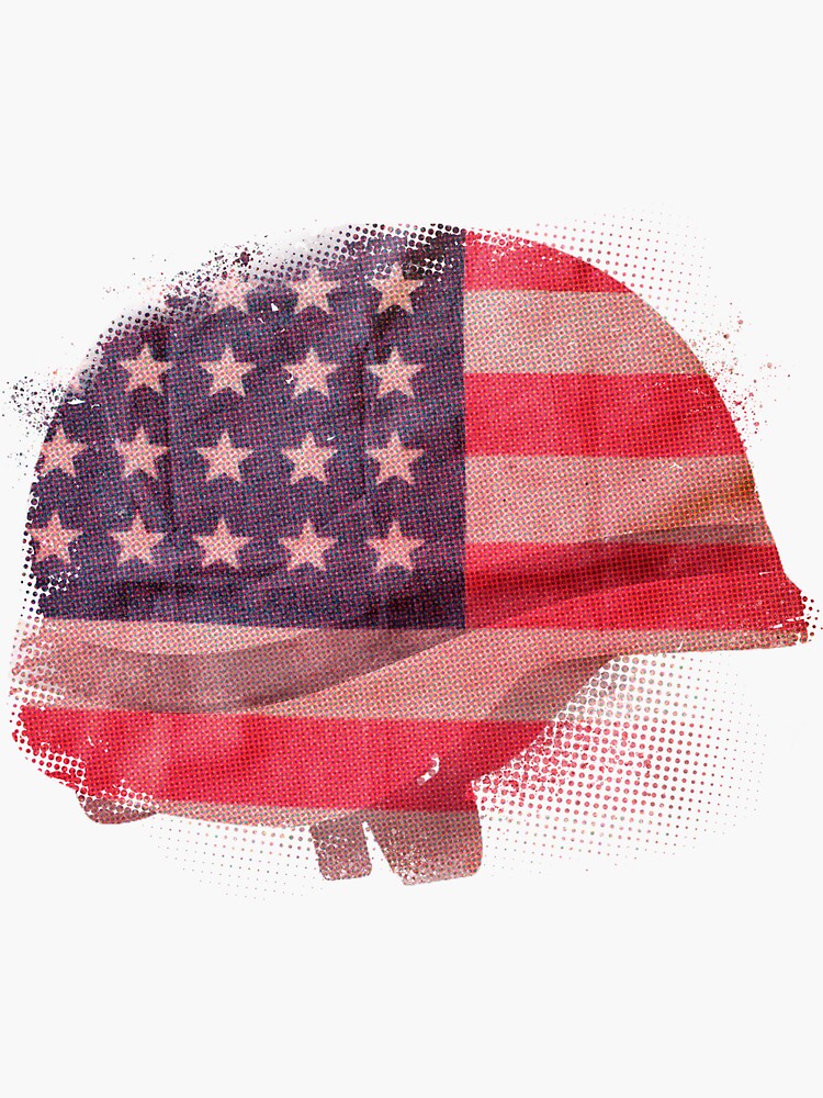 "American Patriotic Veterans - American Flag Pride Helmet" Sticker for ...