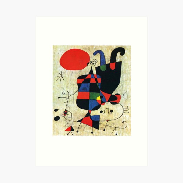 "Joan Miro Figures and Dog in Front of the Sun 1949" Art Print by ...