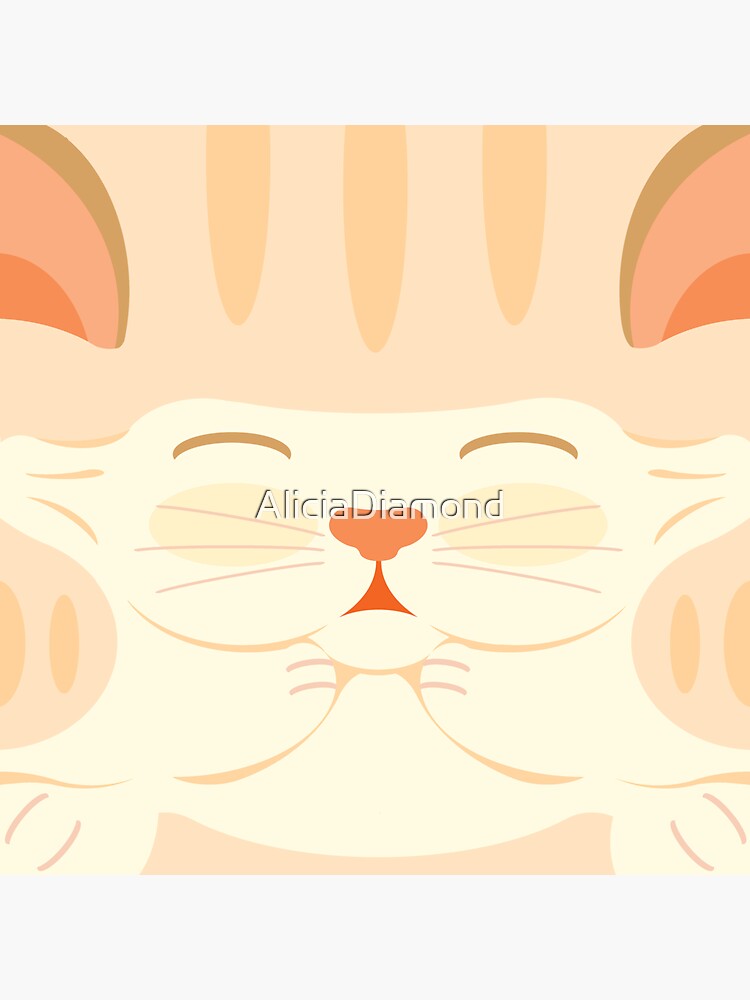 "Tabby cat rolled up in a square box (orange version) " Sticker for ...