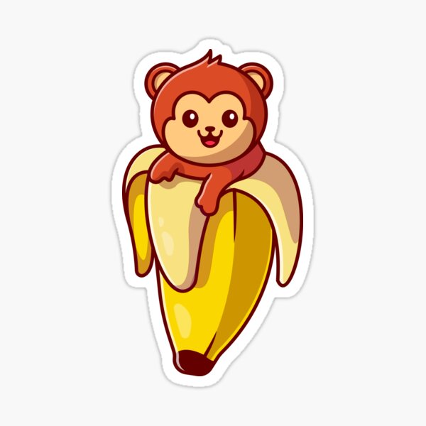 "Cute monkey banana" Sticker for Sale by JehadAlnasi | Redbubble