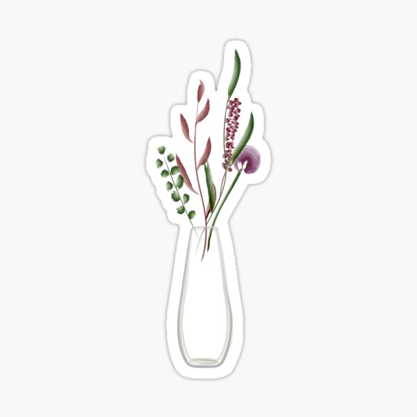"Vase with flowers. A glass vase. Flower bouquet." Sticker by ...