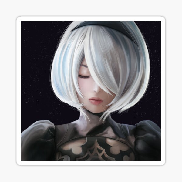 "2B portrait" Sticker by AsteltainnArt | Redbubble
