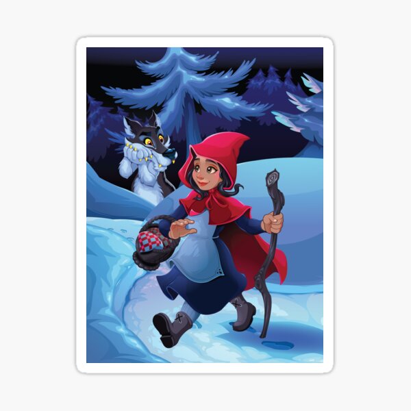 "LITTLE RED RIDING HOOD " Sticker by ArtistsinAction | Redbubble