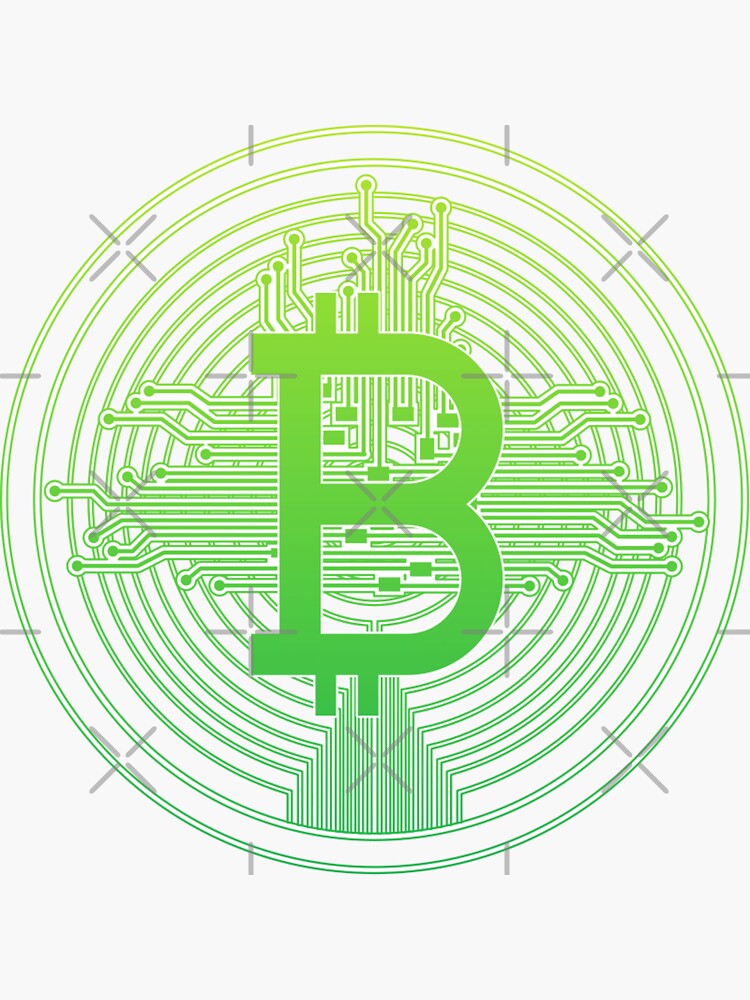 "Cryptography Bitcoin green gradient dark background" Sticker by Two ...