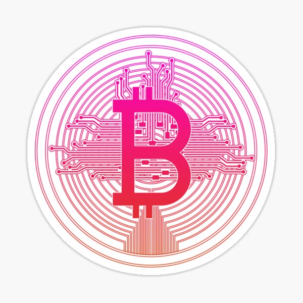 "Cryptography Bitcoin red gradient dark background" Sticker by Two ...