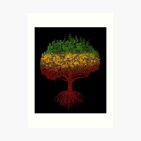 "Rootstown City Roots Rasta Reggae Tree Music Kingston" Art Print for ...
