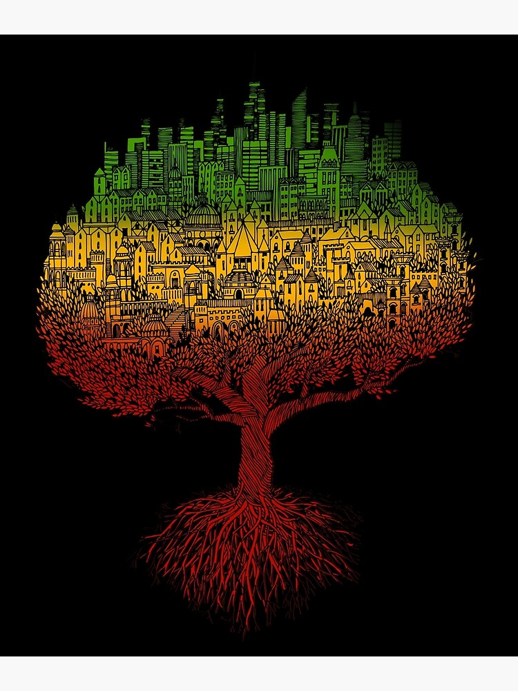 "Rootstown City Roots Rasta Reggae Tree Music Kingston" Art Print for ...