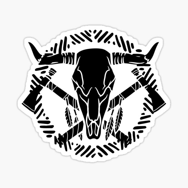 "Tomahawk,cow skull" Sticker by outlaw70 | Redbubble