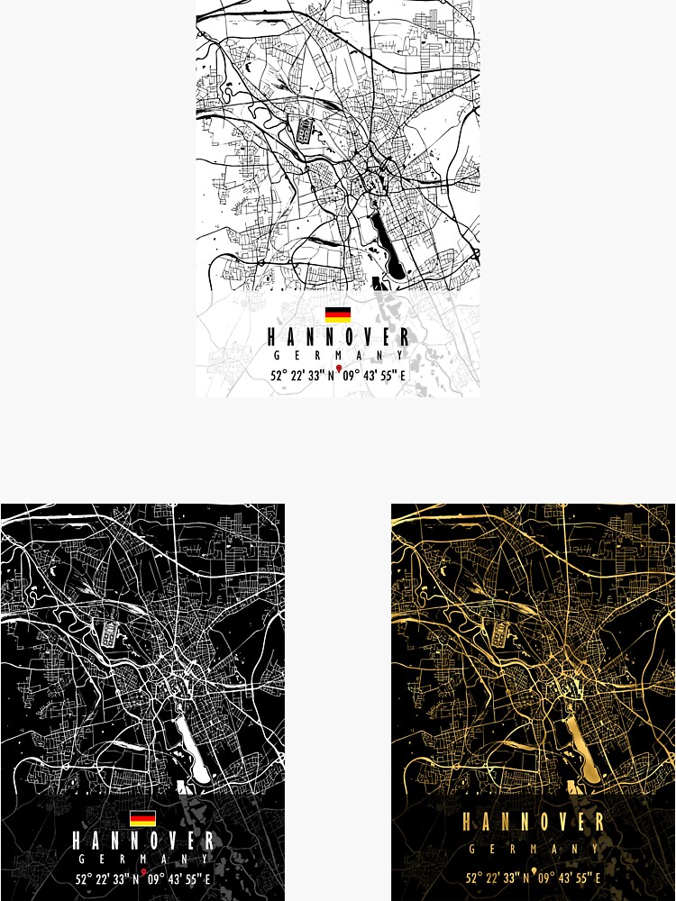 "HANNOVER MAP GERMANY Sticker Pack" Sticker by hatimelhag | Redbubble