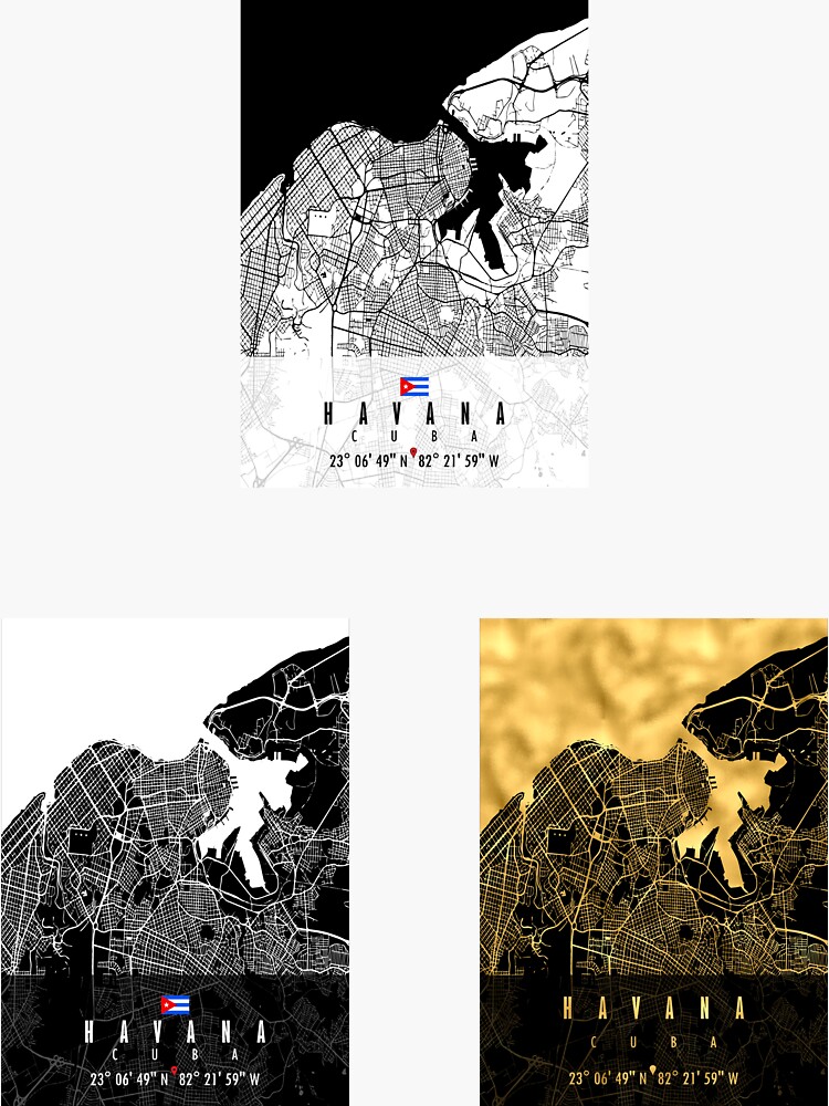 "HAVANA MAP CUBA Sticker Pack" Sticker by hatimelhag | Redbubble