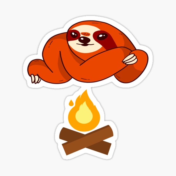 "Campfire Sloth, Cute Sloth, Sloth cartoon, Camp Fire, Love Camping ...