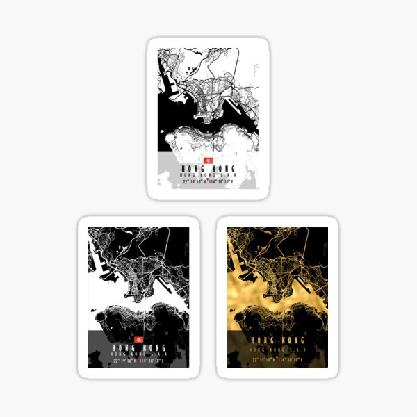 "HONG KONG MAP Sticker Pack" Sticker by hatimelhag | Redbubble
