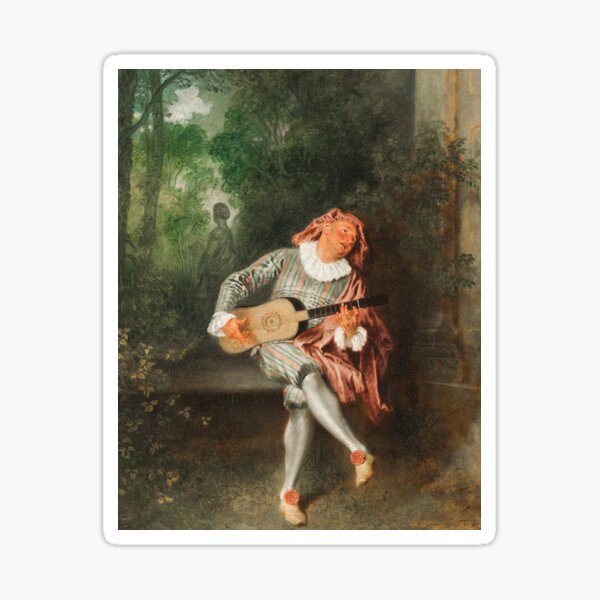 "Mezzetin by Antoine Watteau - Remastered Art" Sticker by ...