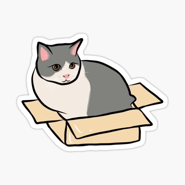 "CUTE CATE IN A BOX" Sticker for Sale by pinkysunflower | Redbubble
