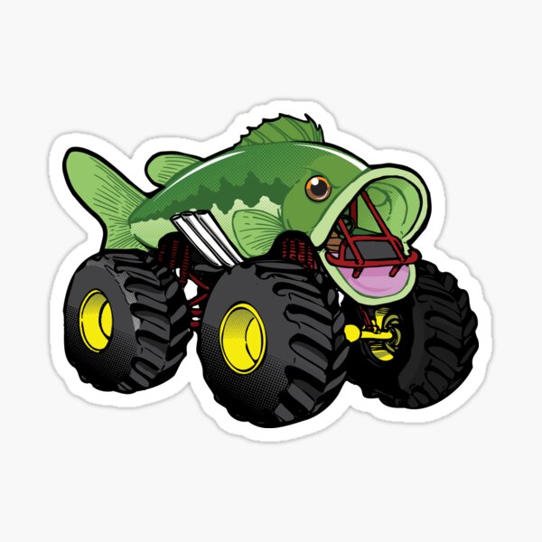 "Big Bad Bass Monster Truck" Sticker for Sale by DaddyHojo | Redbubble