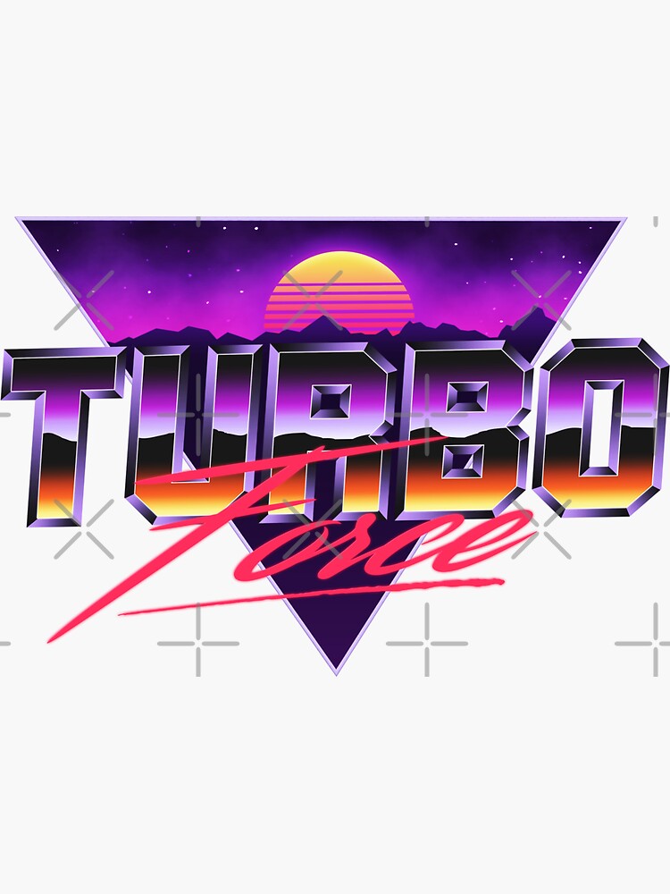 "Colorful retro design with 80s style Turbo Force logo" Sticker for ...