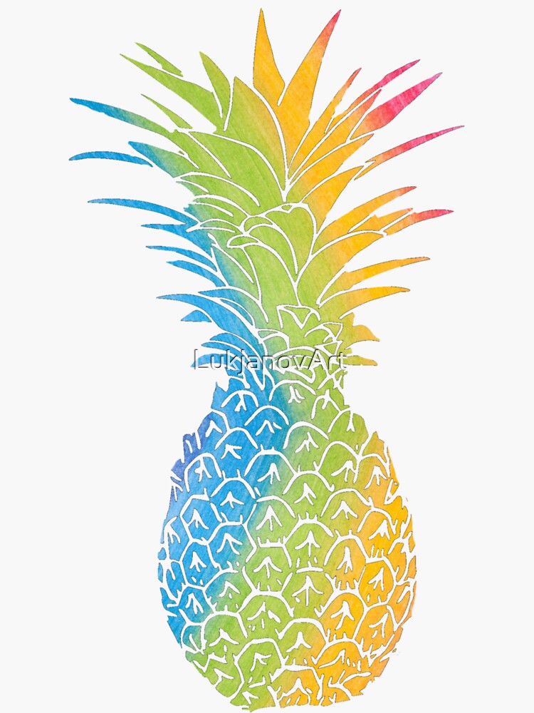 "Rainbow pineapple " Sticker for Sale by LukjanovArt | Redbubble
