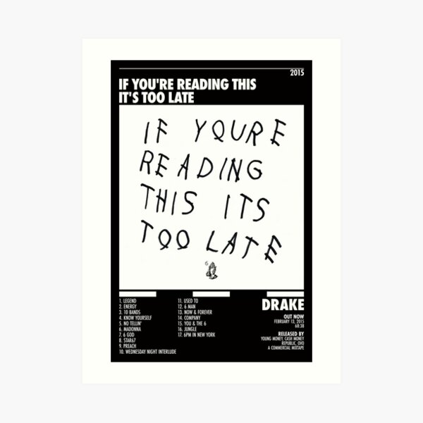 "If You're Reading This It's Too Late Poster Poster Album Cover Poster ...