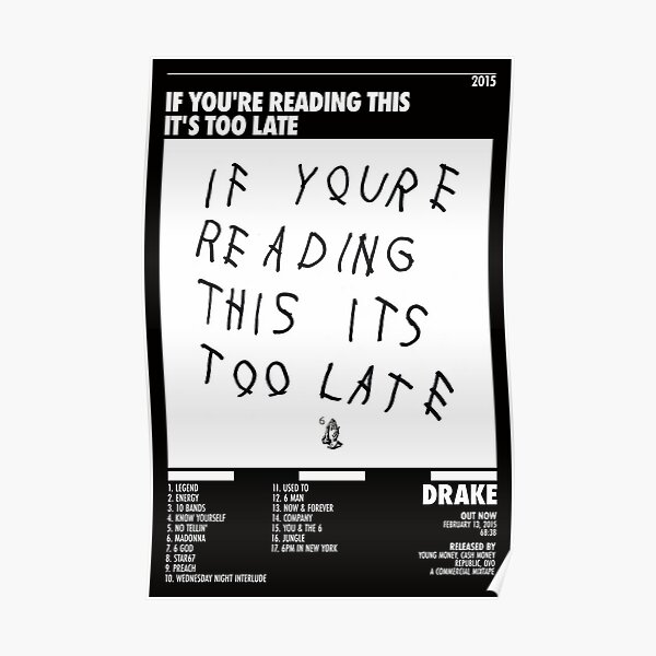 "If You're Reading This It's Too Late Poster Poster Album Cover Poster ...