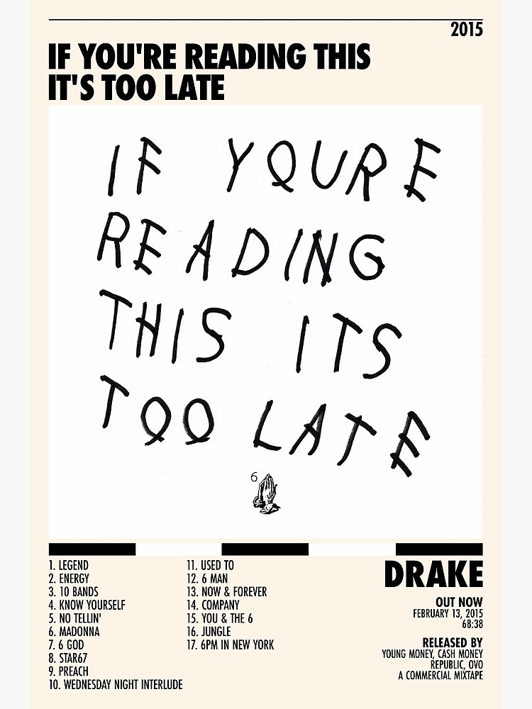 "If You're Reading This It's Too Late Poster Custom Poster Album Cover ...