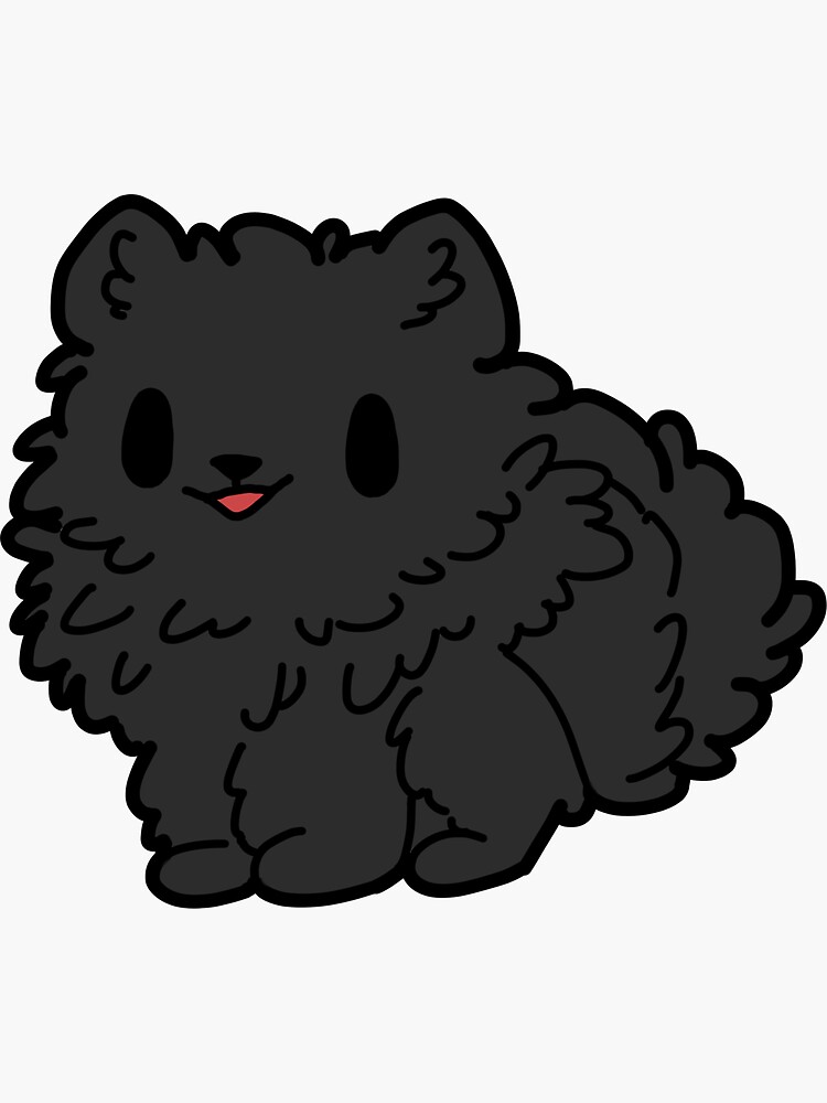 "Cute Black Poofie pomeranian lulu" Sticker by shop-chan | Redbubble