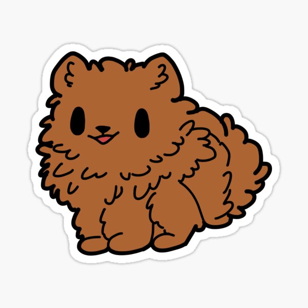 "Cute brown Poofie pomeranian lulu" Sticker by shop-chan | Redbubble