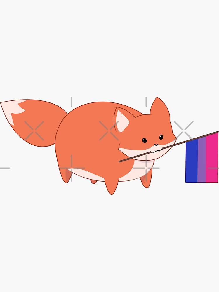 "Cute Fox Holding Bisexual Pride Flag" Sticker for Sale by ...