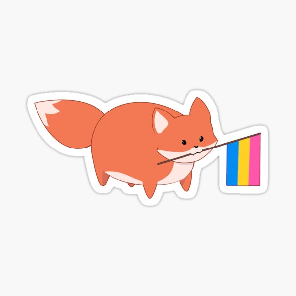 "Cute Fox Holding Pansexual Pride Flag" Sticker for Sale by ...