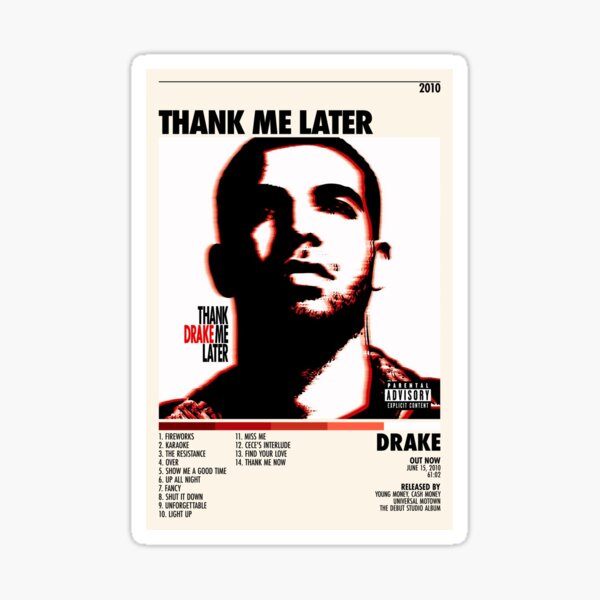 "Drake Thank Me Later Poster Custom Poster Album Cover Poster | Poster ...