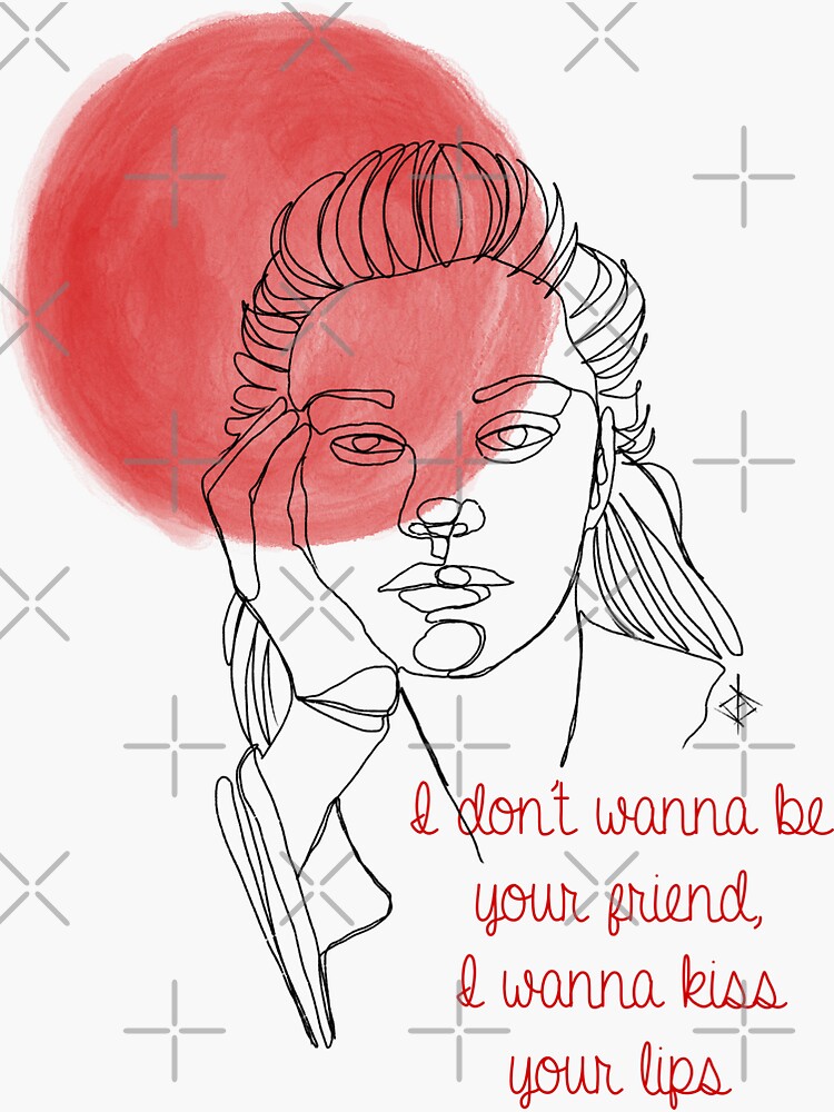 "Linework Woman III - Girl In Red" Sticker by Hexiia | Redbubble