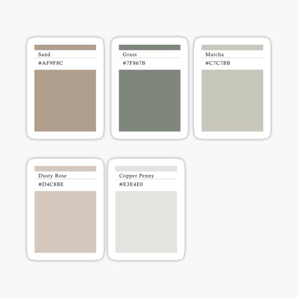 "Natural Green Color Chart" Sticker for Sale by misamisachaan | Redbubble