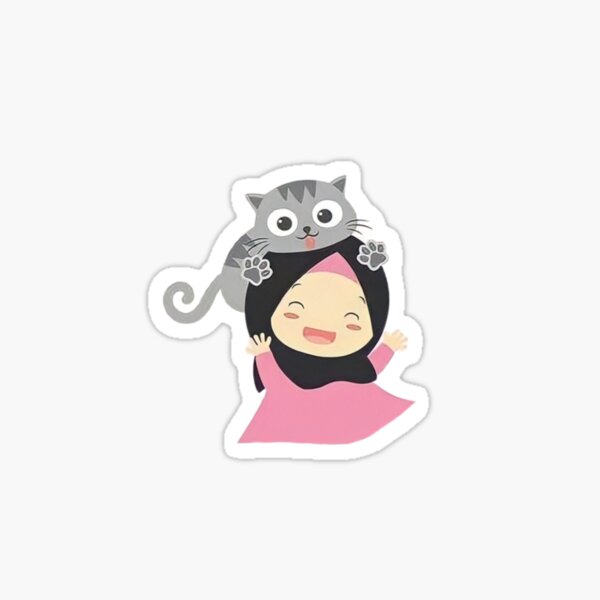 "Hijab Girl and Cat" Sticker for Sale by mylittlepet | Redbubble
