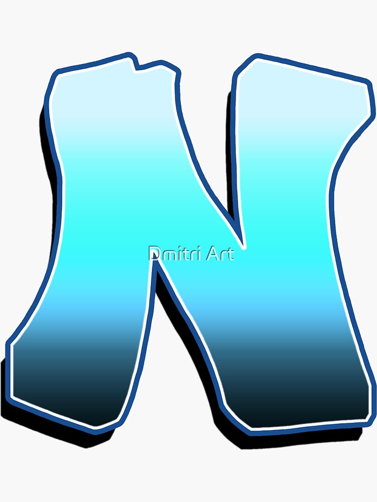 "Letter N - Blue Fade" Sticker by paintcave | Redbubble