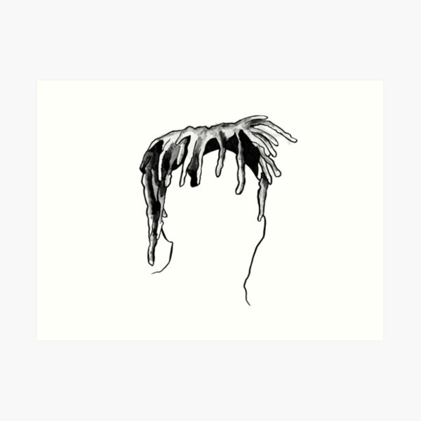 " juice wrld rapper head outline silhouette with hair dreadlocks" Art ...