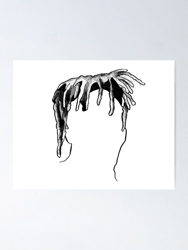 " Juice Wrld Rapper-Kopfumriss-Silhouette mit Haar-Dreadlocks" Poster ...