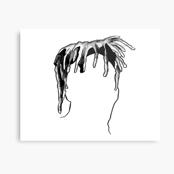 " juice wrld rapper head outline silhouette with hair dreadlocks" Metal ...
