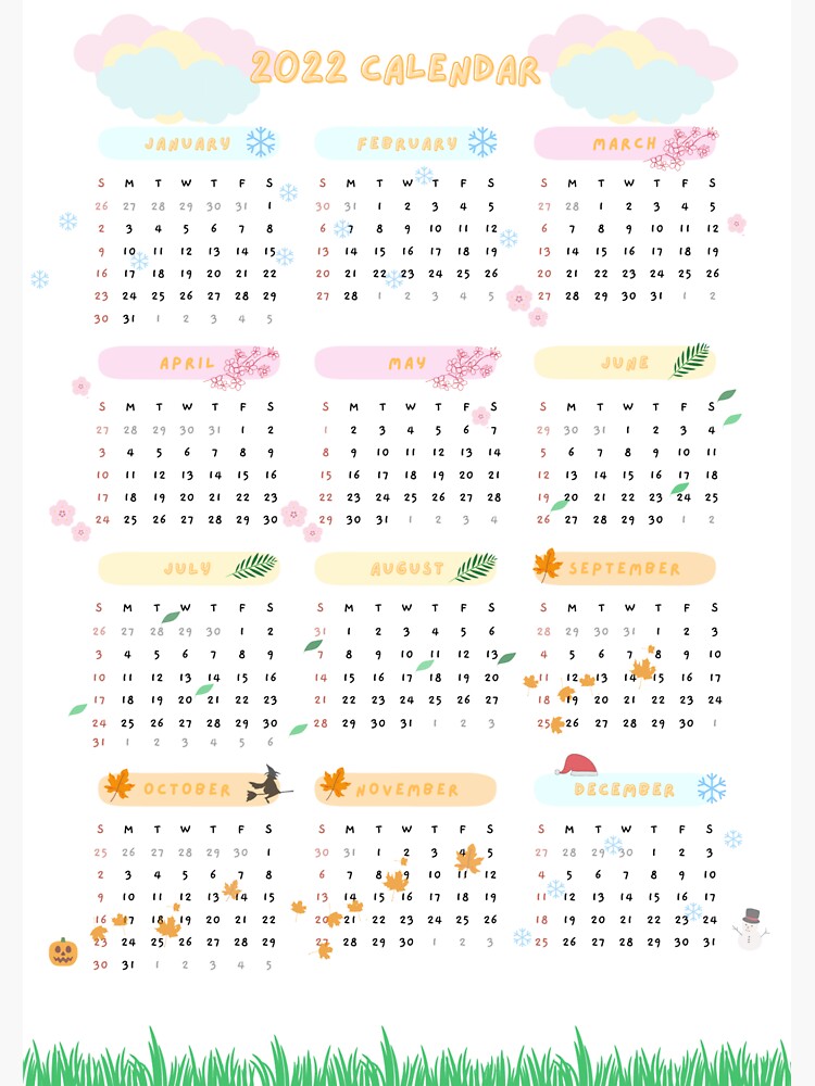 "Cute 2022 calendar" Sticker for Sale by NotShyCrowtit | Redbubble