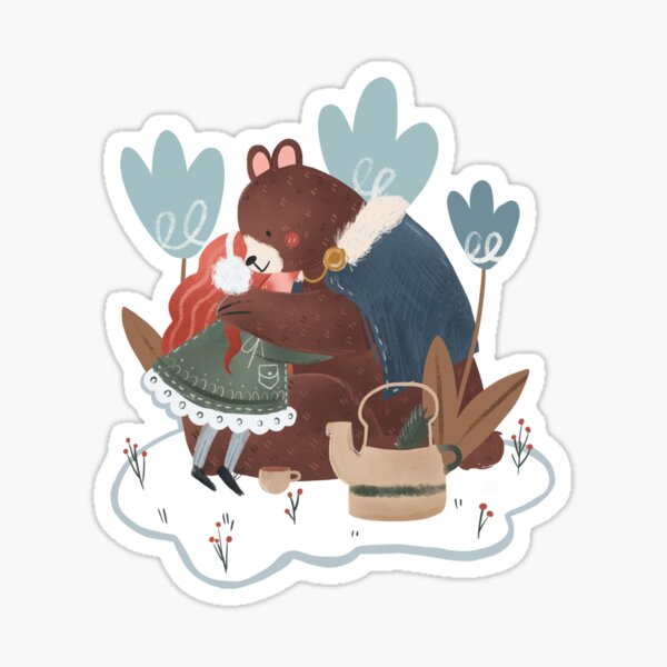 "Cute grizzly bear hug" Sticker for Sale by SanandSo | Redbubble