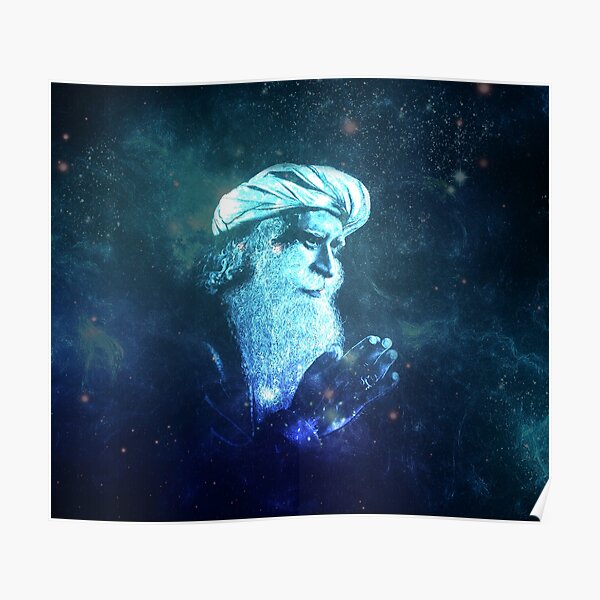 Poster « Sadhguru magique - fond vert et bleu étoilé avec fanart de ...