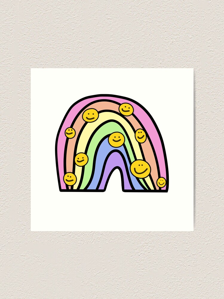 "Doodle Rainbow Smiley Faces" Art Print for Sale by hannahvira | Redbubble