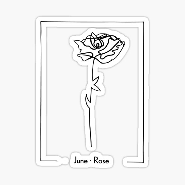 "June Birth Flower Line Drawing" Sticker for Sale by christinarazza ...