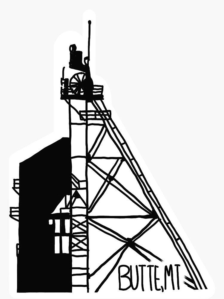 "Butte Headframe" Sticker for Sale by Carly Larson | Redbubble