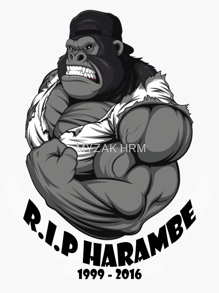 "Harambe RIP Gorilla for Harambe Memory" Sticker for Sale by MYZAK HRM ...