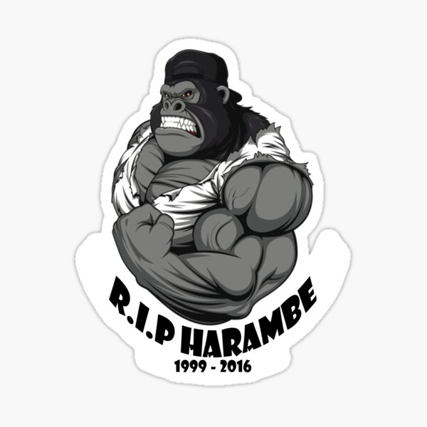 "Harambe RIP Gorilla for Harambe Memory" Sticker for Sale by MYZAK HRM ...