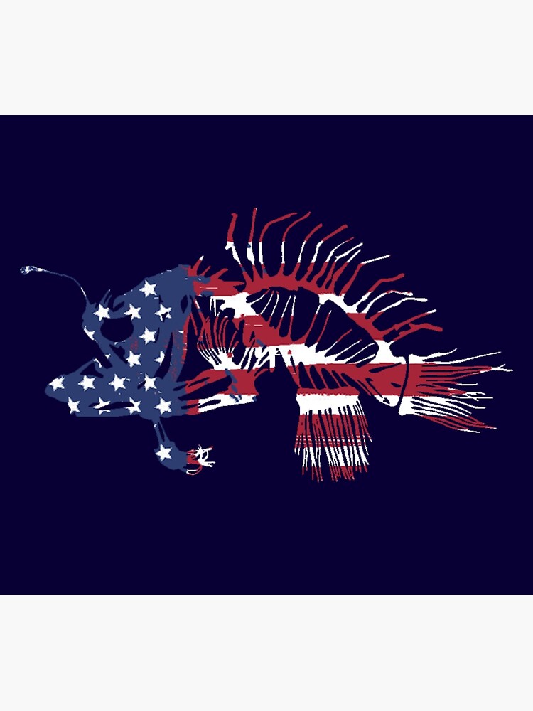 "American Flag Angler Fish Skeleton American Fishing" Poster by ...